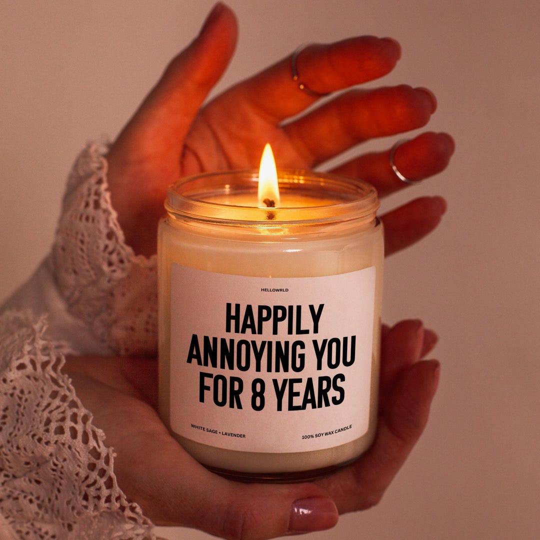 8th Anniversary Gift Candle Eighth Anniversary Gift for Husband 8 Year Anniversary Gift for Wife ...