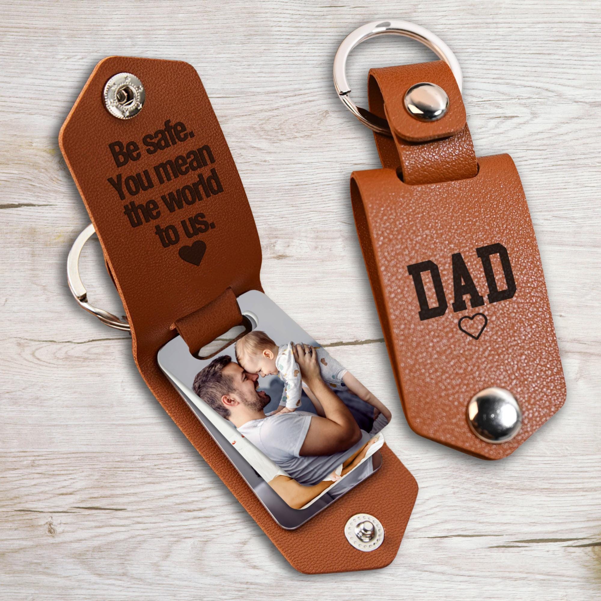 Leather Photo Keychain for Dad Personalized Gift for Fathers Day From ...