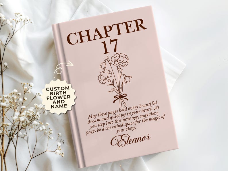 17th Birthday Gift, Chapter 17 Birthmonth Flowers Journal, Personalized ...