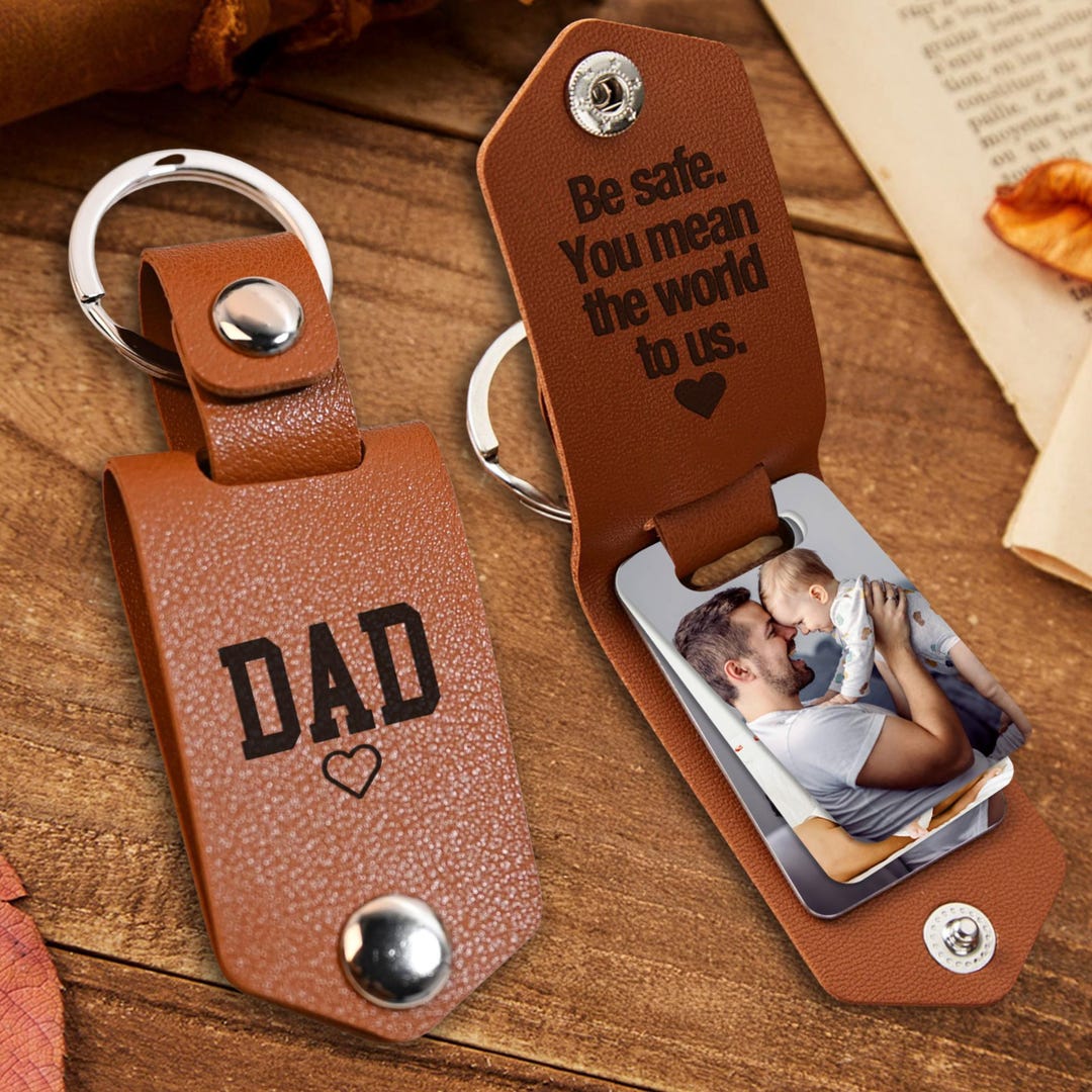Leather Photo Keychain for Dad Personalized Gift for Fathers Day From ...
