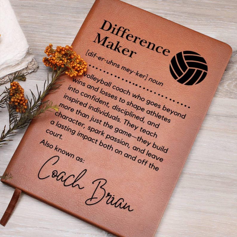 Volleyball Coach Gift Personalized Leather Journal Appreciation Gift ...