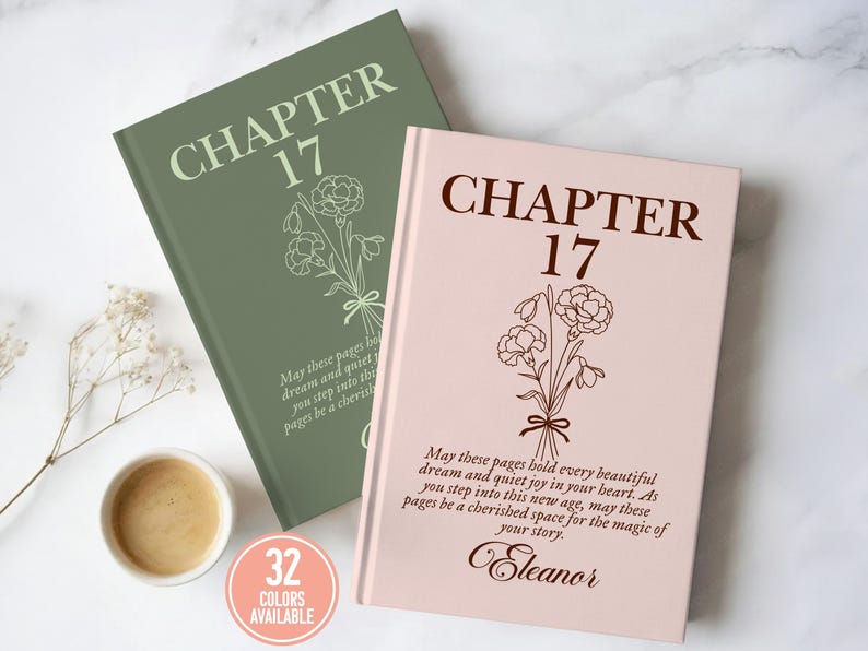 17th Birthday Gift, Chapter 17 Birthmonth Flowers Journal, Personalized ...