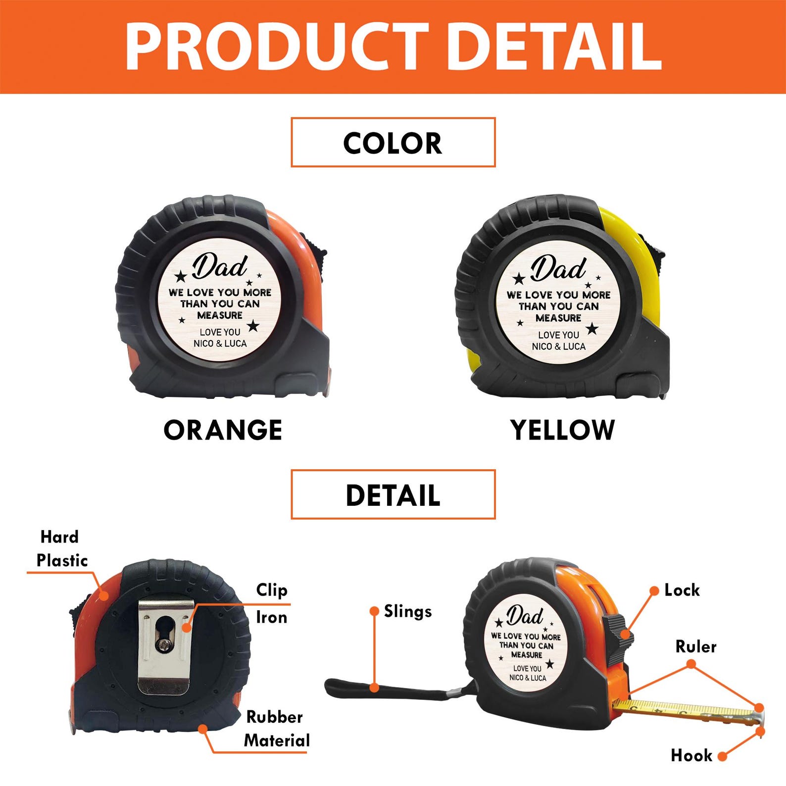 Dad Gift Measuring Tape Personalized Tape Measure for Fathers Day Dad ...