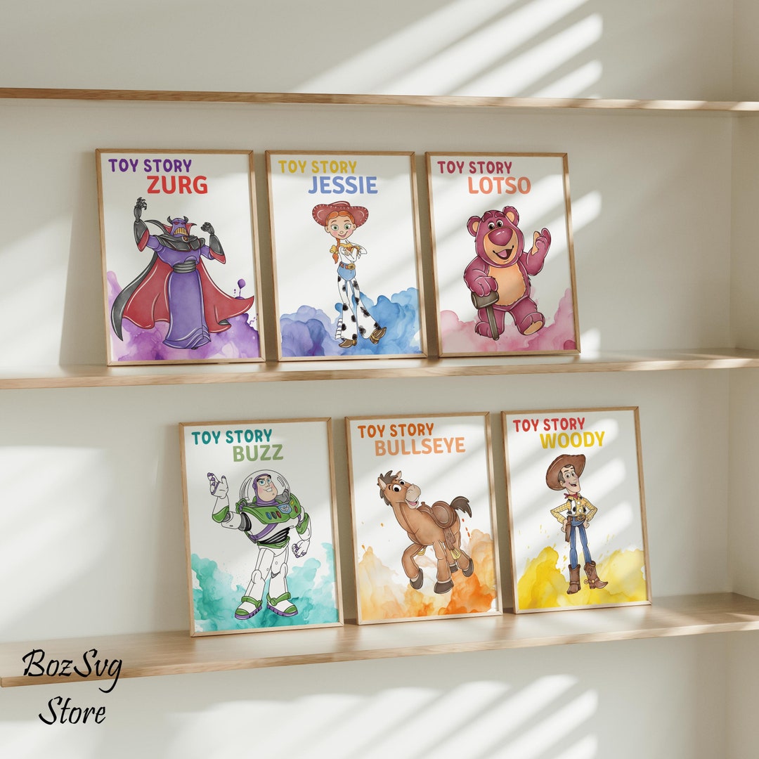 Toy Story Characters Wall Art, Toy Story Art Print, Nursery Wall Art ...