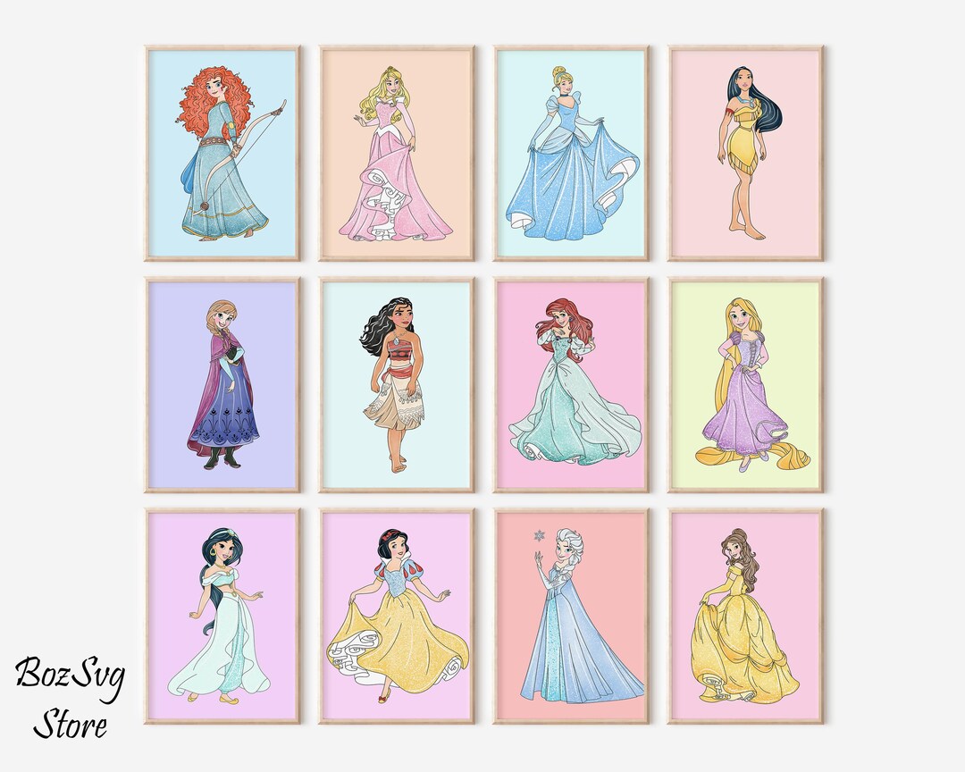 Princess Wall Decor, Watercolor Princess Art, Digital Wall Art Print ...