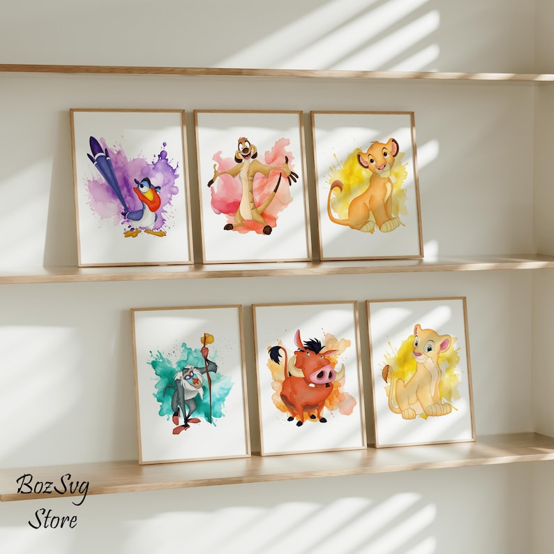 Lion King Watercolor Set, Printable Nursery Wall Art, Simba Mufasa ...