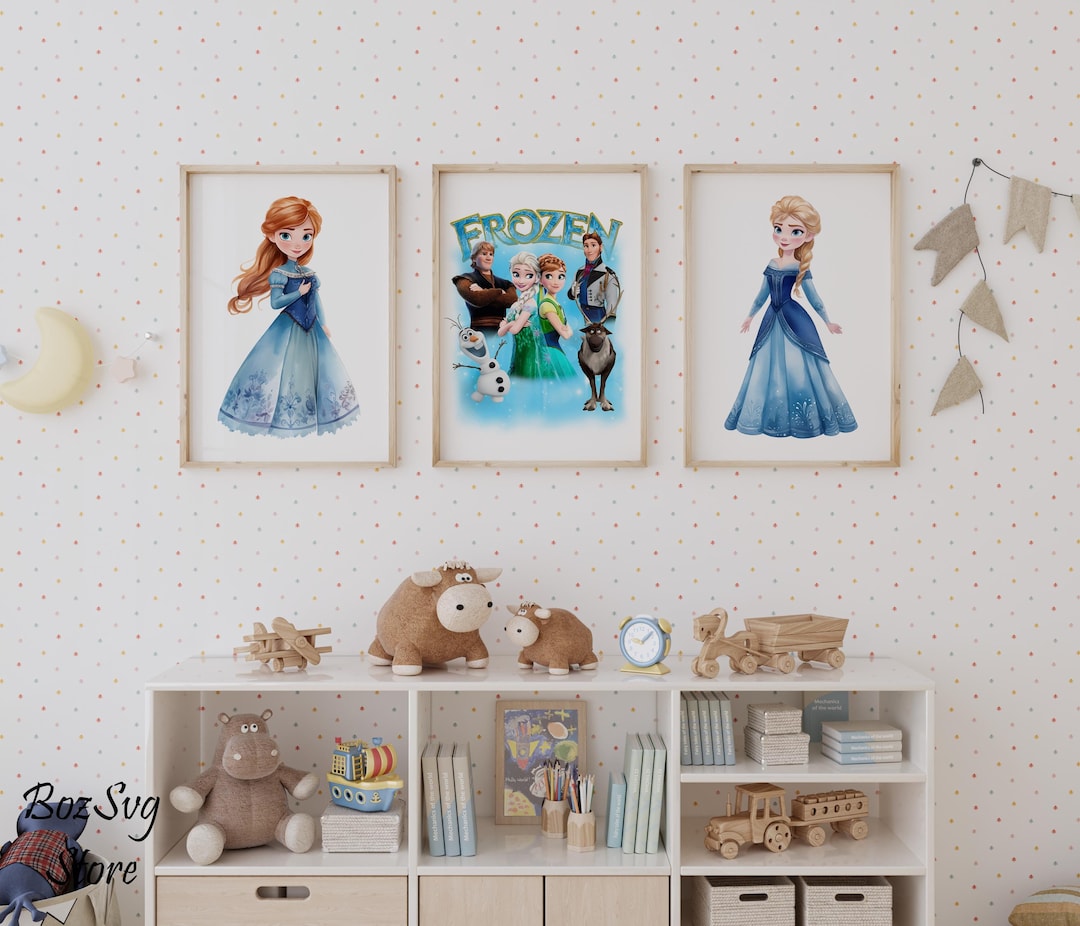 Set of 3 Frozen Wall Art, Elsa Wall Art, Anna Wall Art, Nursery Wall ...