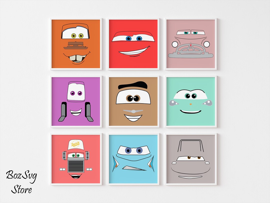 Cars Face Poster, Cars Wall Art, Cars Printable, Cars Decor, Kids Room ...
