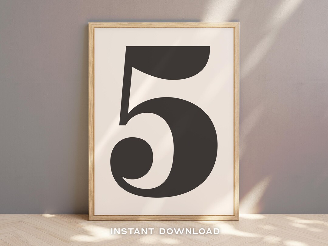 Simple Number 5 Printable Wall Art | Party of 5 Sign | Family Decor ...