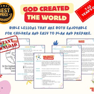 God Created the World Bible Lessons and Coloring, Printable Sunday Kids ...