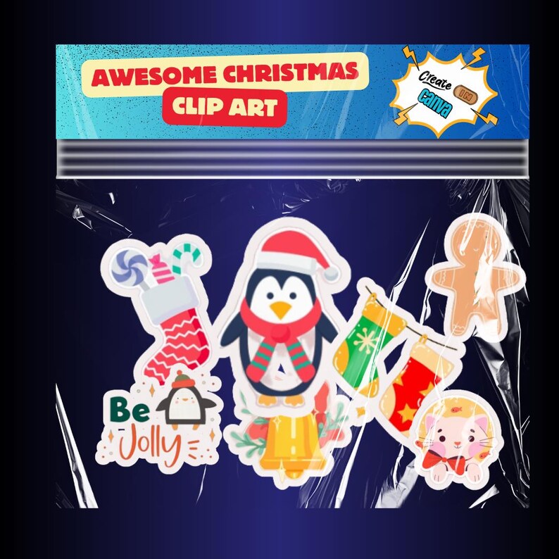 Awesome Christmas Clipart Sticker Pack / Unique Digital PNG Designs ...