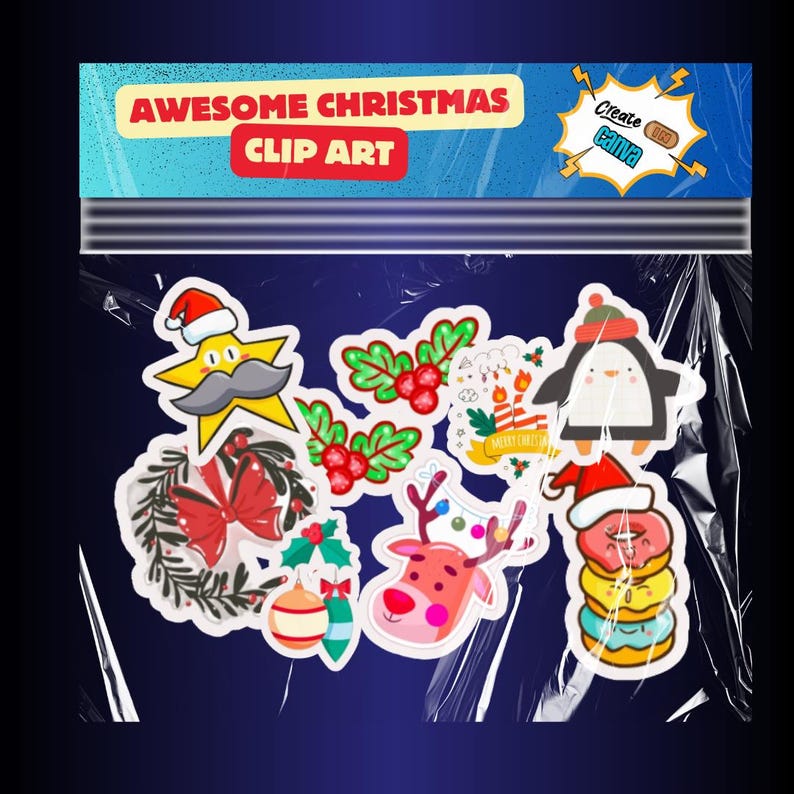 Awesome Christmas Clipart Sticker Pack / Unique Digital PNG Designs ...