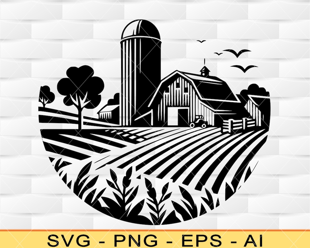 Farm Landscape Svg, Farm Scene Svg, Country Landscape Svg, Farming Svg ...