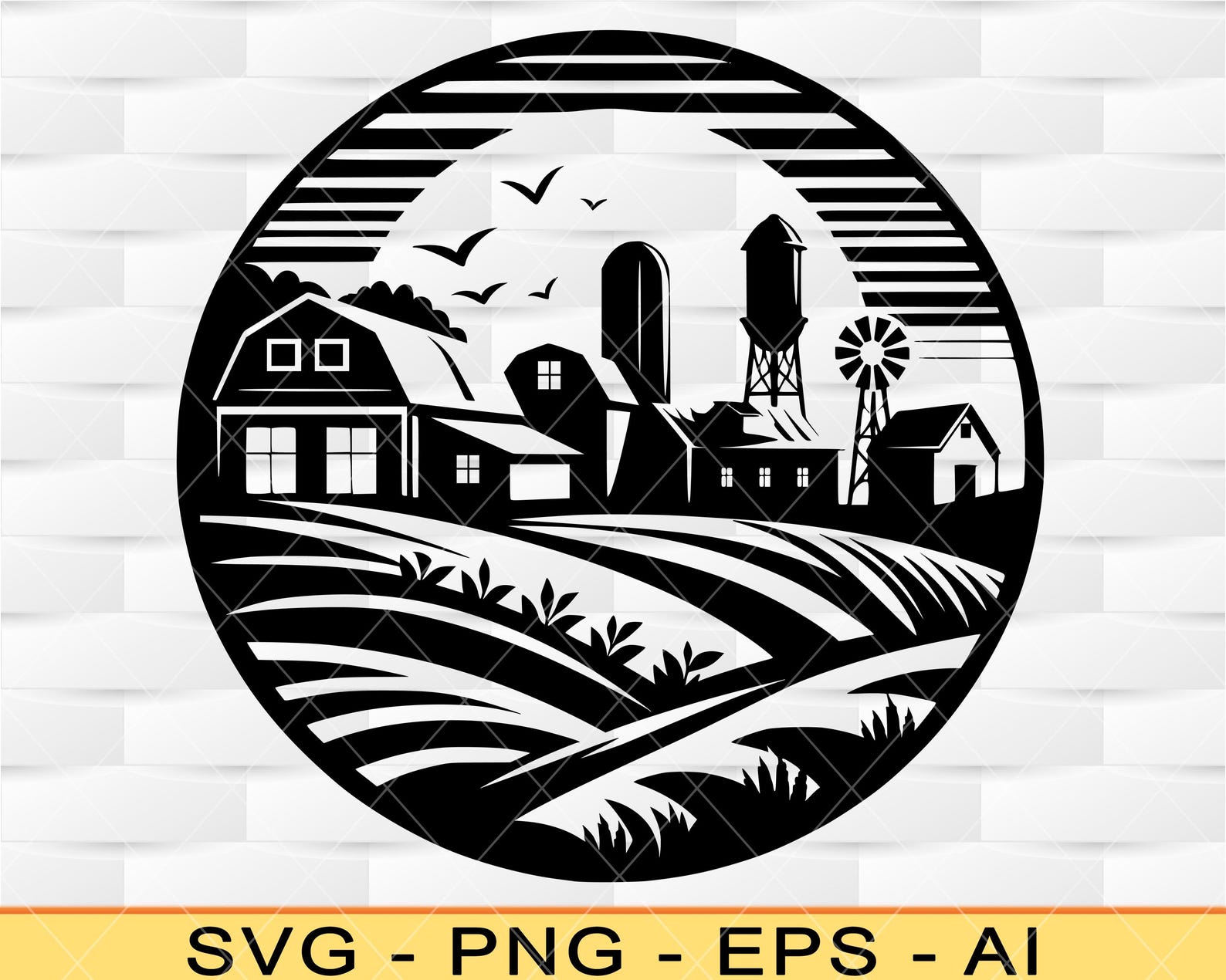 Farm Landscape Svg, Farm Scene Svg, Farming Svg, Rustic Farm Svg ...