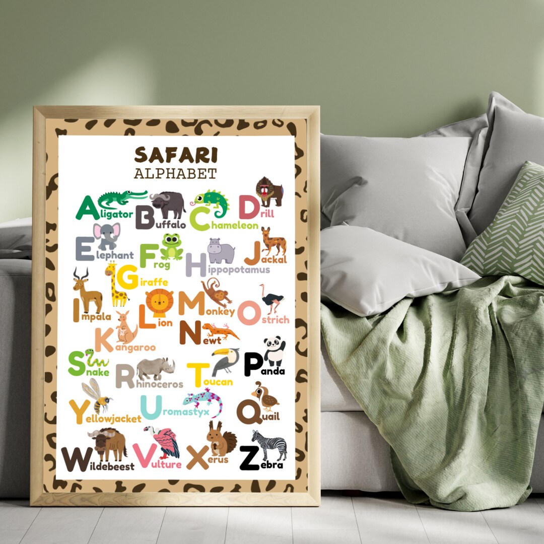 Safari Animal Alphabet Poster, Printable Wall Art, Educational Poster ...