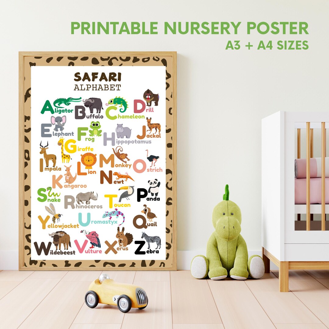 Safari Animal Alphabet Poster, Printable Wall Art, Educational Poster ...