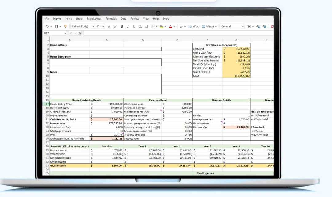 Ultimate Google Sheets | Excel | Rental Property Analysis | Spreadsheet ...