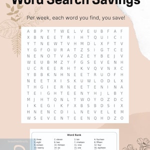 Savings Success Challenge Word Search - Etsy