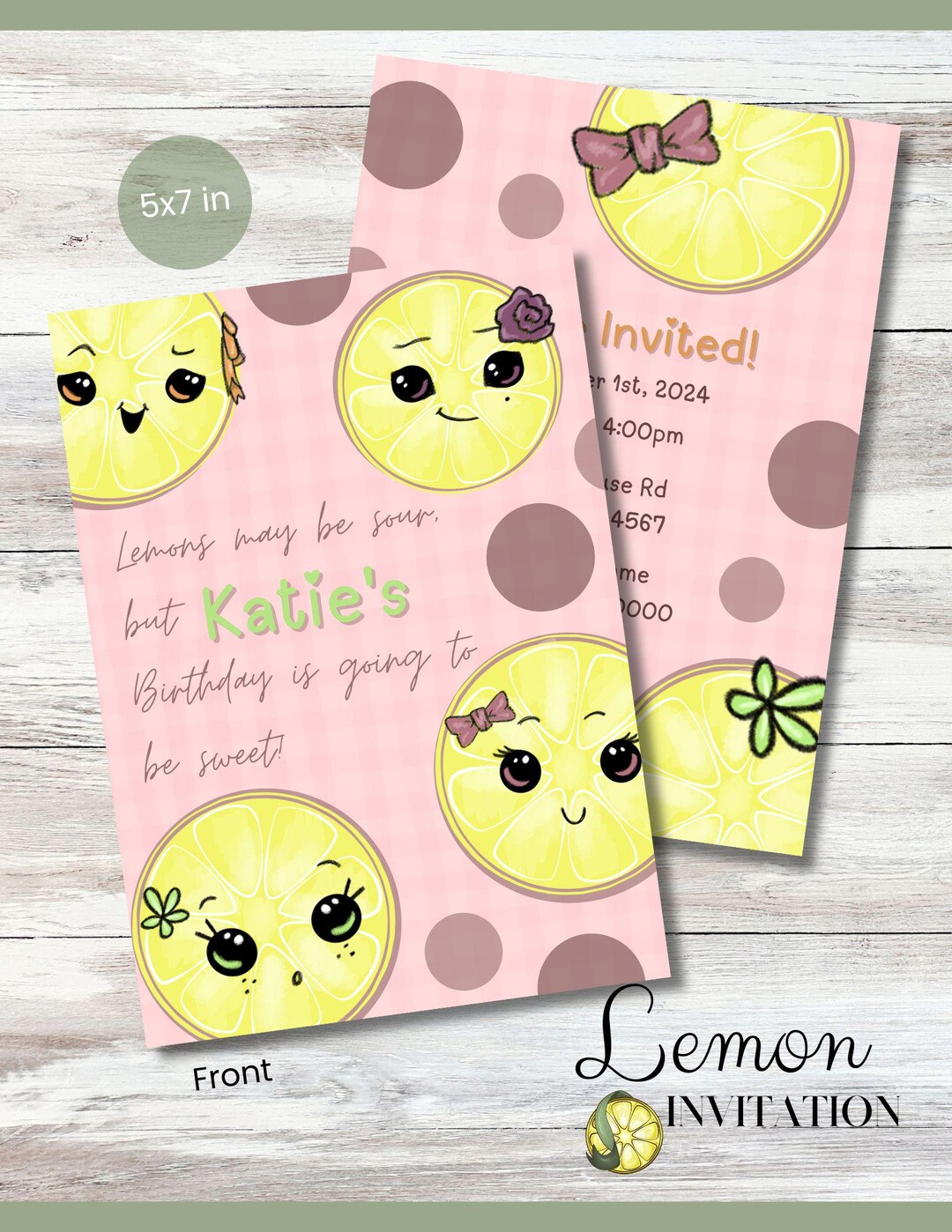 Lemon Birthday Invitation, Editable Cute Lemon Themed B-day Invite ...
