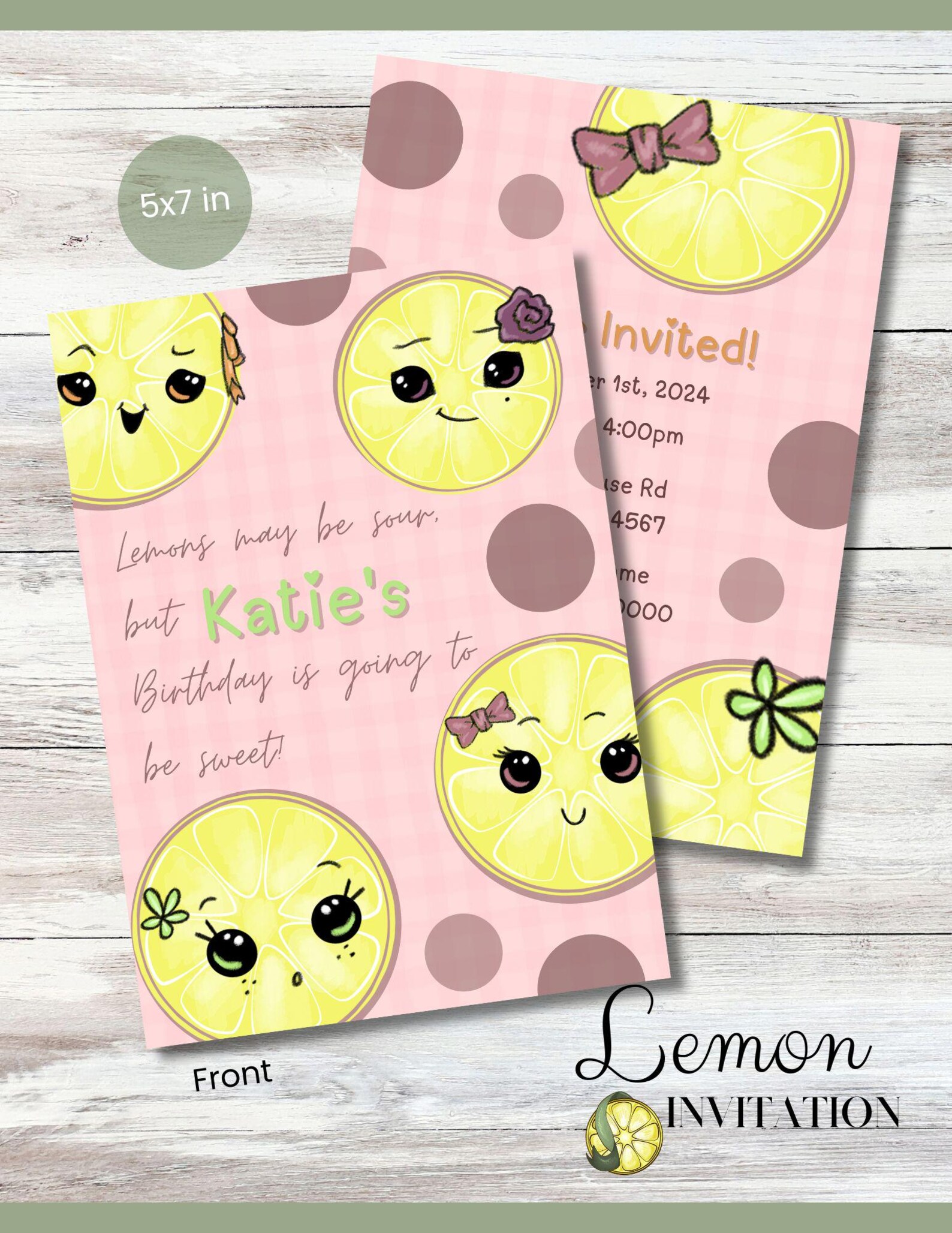 Lemon Birthday Invitation, Editable Cute Lemon Themed B-day Invite ...