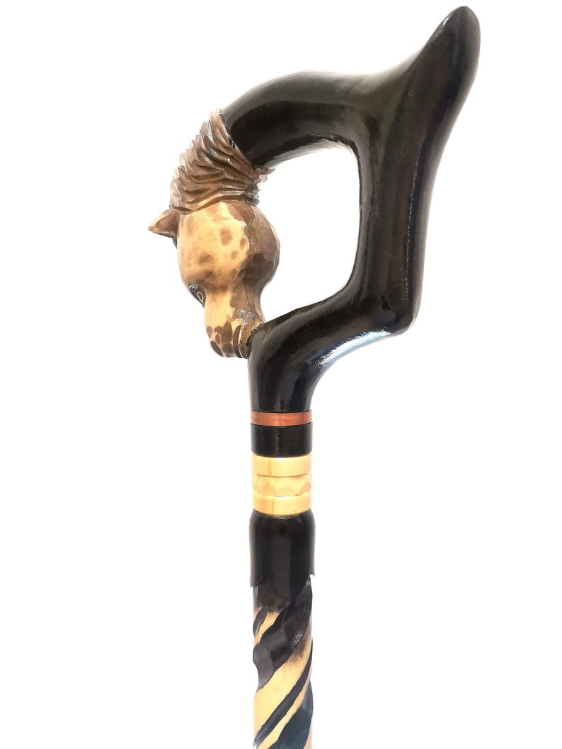 Black Horse - Wooden Cane Walking Stick Support Canes Handle Handmade ...