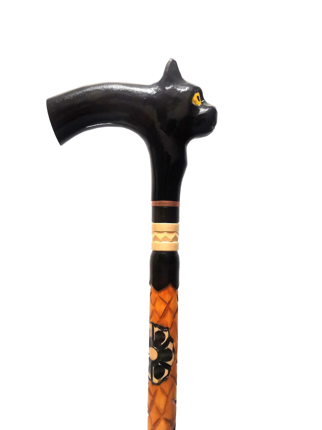 Cat - Wooden Cane Walking Stick Support Canes Handle Handmade Hand ...