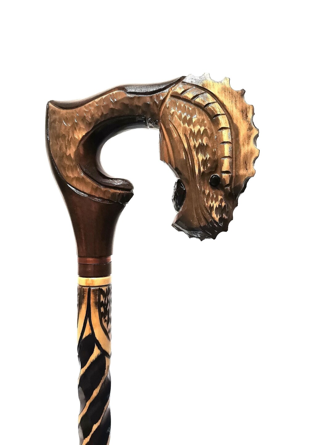 Gray Dragon Wooden Cane Walking Stick Support Canes Handle Handmade ...