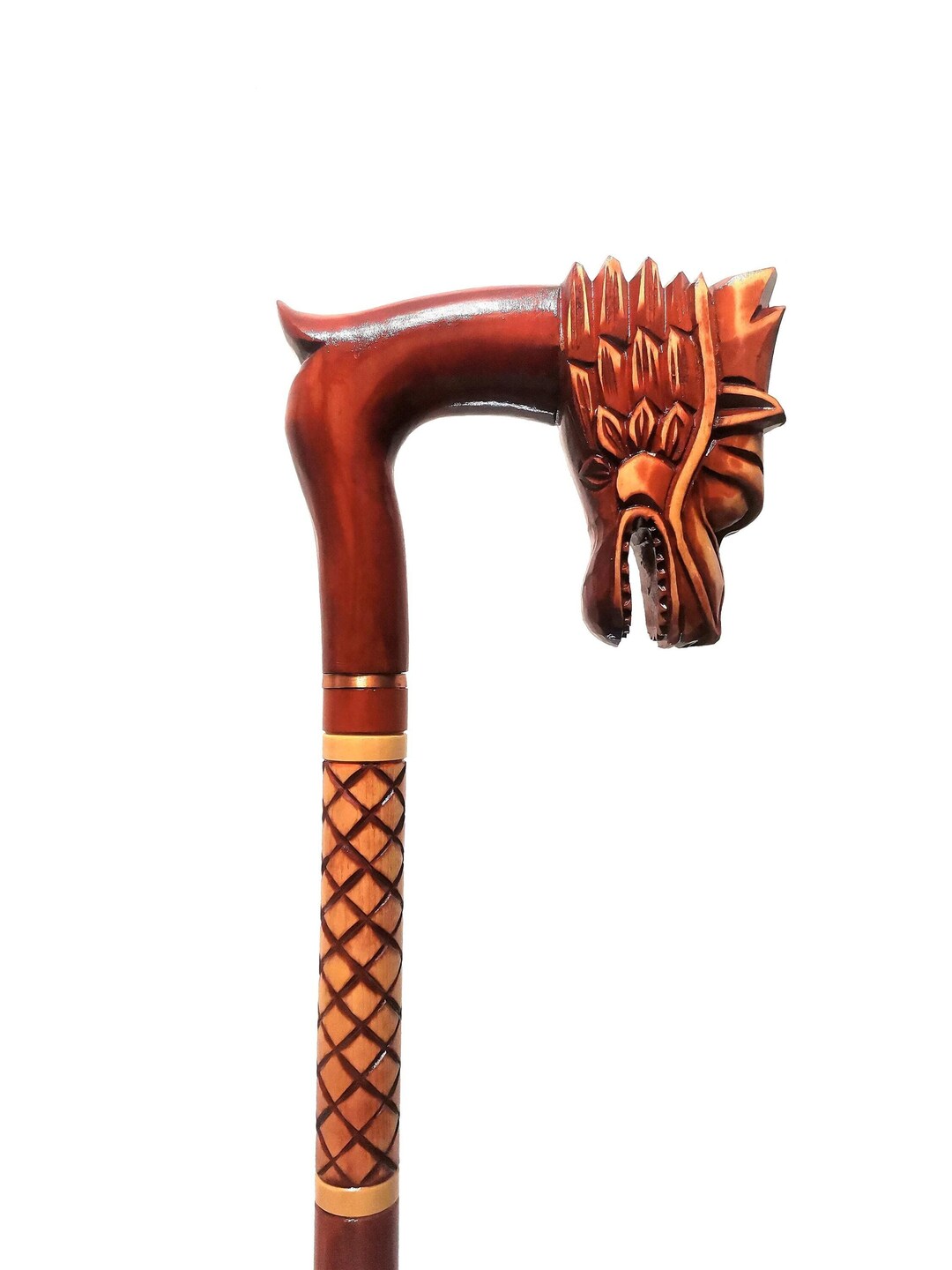 Red Dragon - Wooden Cane Walking Stick Support Canes Handle Handmade ...