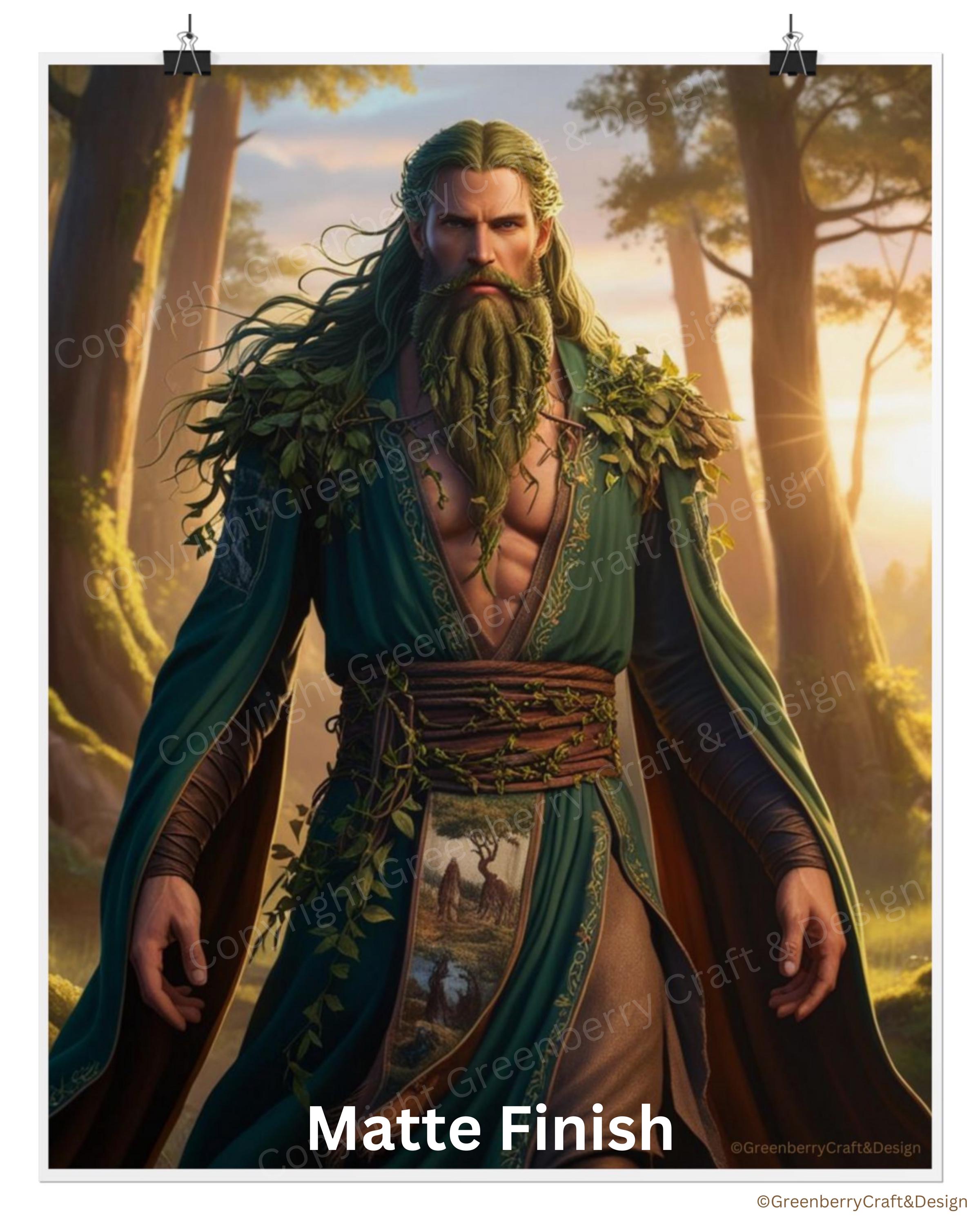 Green Druid Male in Mystical Forest, Your Choice of Fine Art, Matte or ...