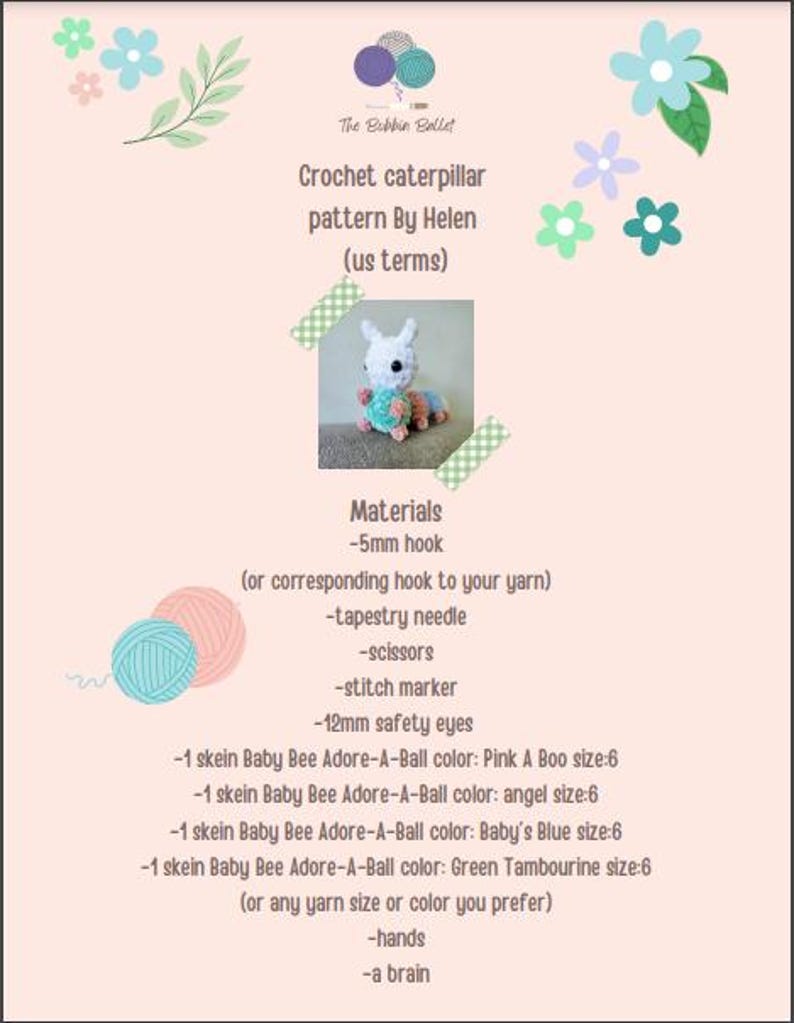 Cute Crochet Caterpillar Printable PDF Pattern Amigurumi Plushie - Etsy