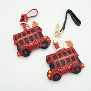 Red Bus Leather Charm, Handmade Leather London Bus Bag Charm, Bus ...