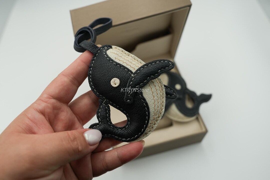 Whale Leather Charm, Handmade Leather Whale Bag Charm, Whale Keychain ...