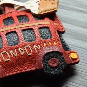 Red Bus Leather Charm, Handmade Leather London Bus Bag Charm, Bus ...