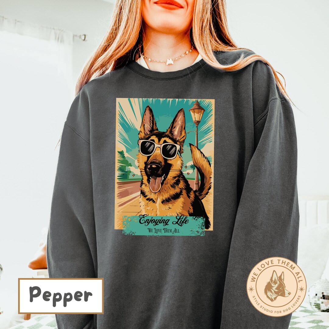 Cool Vintage German Shepherd Dog Sweater Gift, Enjoying Life Sweatshirt ...