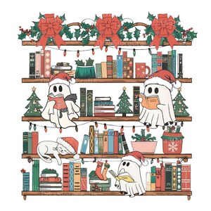 Book Lover Christmas Png, Cute Ghost Book Nerd Png, Teacher Christmas ...