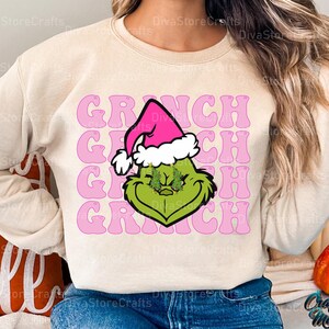 Grinchmas Face Preppy PNG, Christmas Movie Png, Pink Christmas Png ...