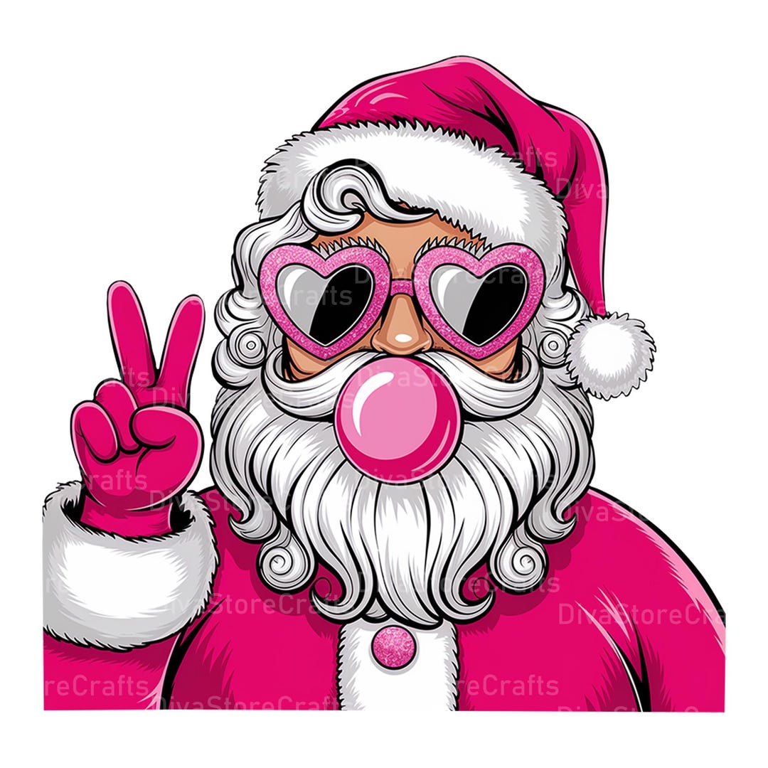 Retro Santa Christmas Blowing Bubble PNG, Merry Christmas PNG, Funny ...