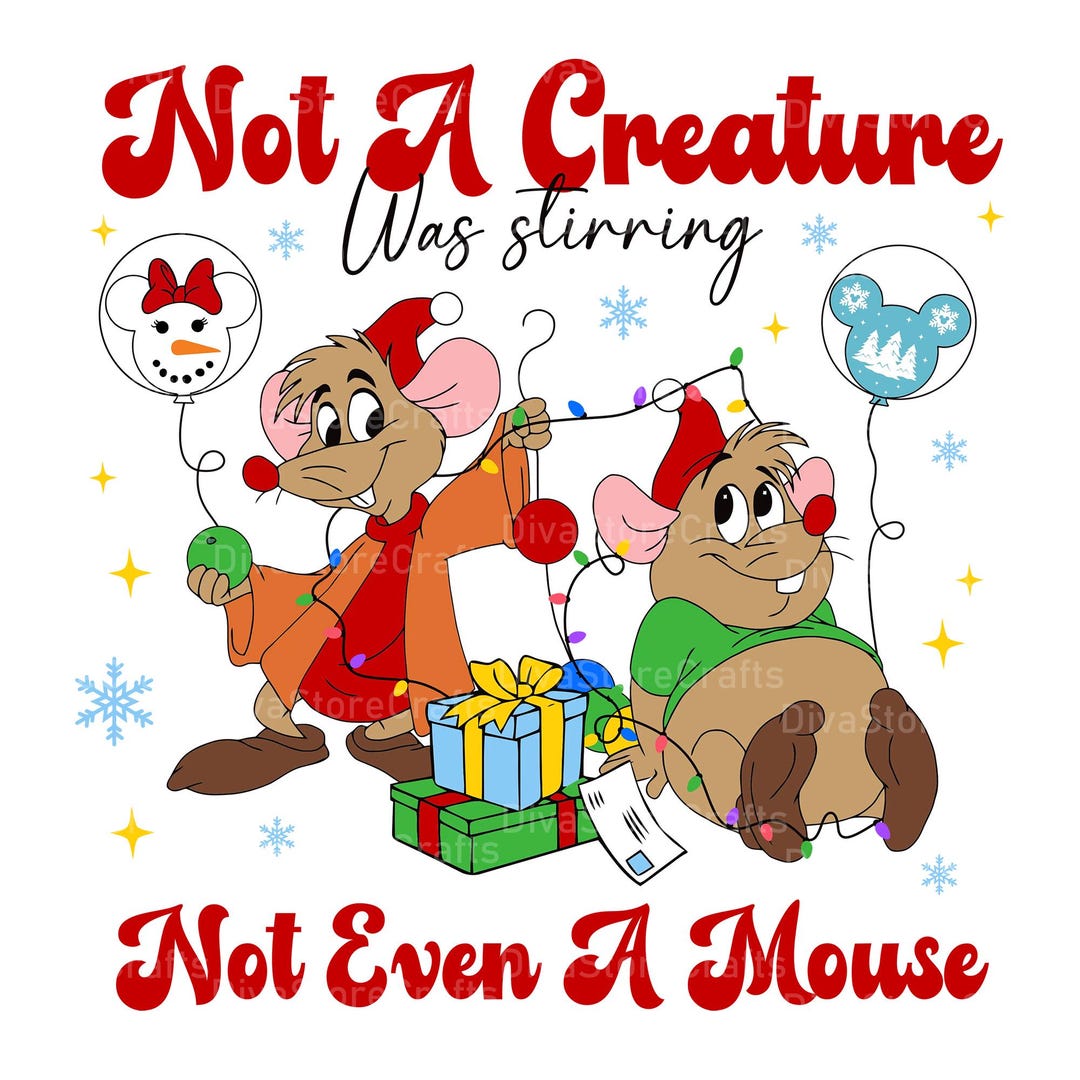 Festive Christmas Mice Clipart, Not a Creature Stirring Mouse Art ...