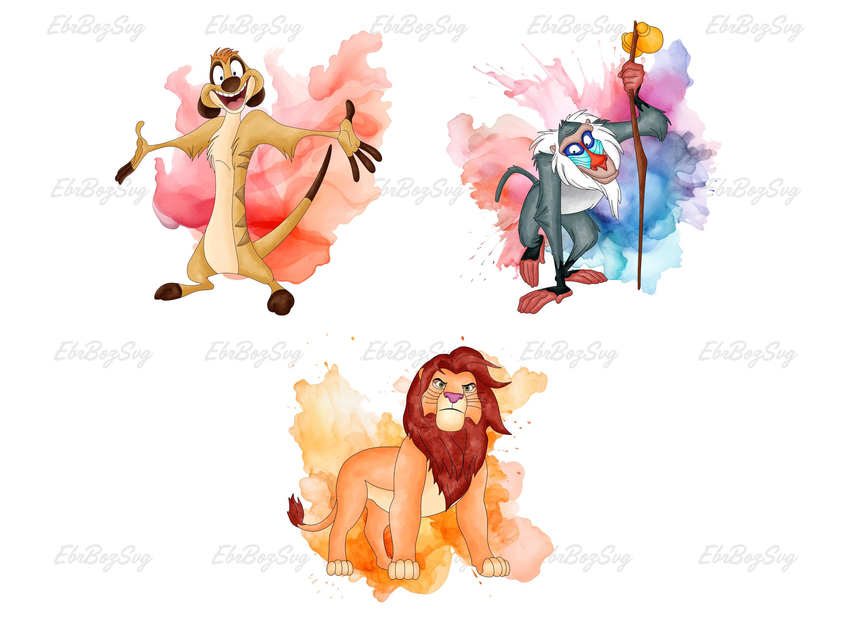 Paquete de acuarelas del rey león PNG, reino animal de acuarela PNG ...