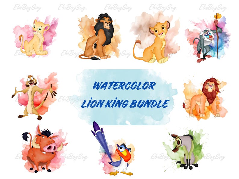 Paquete de acuarelas del rey león PNG, reino animal de acuarela PNG ...