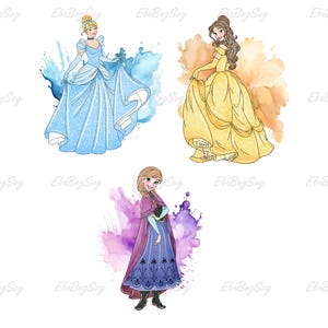 Watercolor Princess Png Bundle, Watercolor Princess Clipart, Princess ...