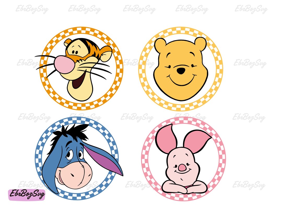 Winnie the Pooh Characters Head Png Bundle, Winnie the Pooh Png, Pooh ...