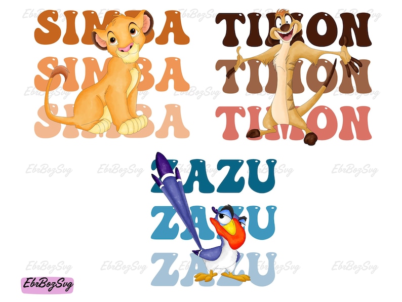 Watercolor Lion King Characters Png Bundle, Lion King Png, Hakuna ...