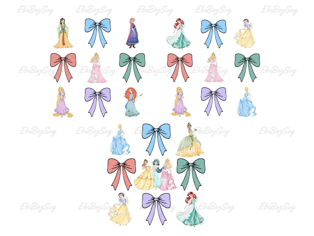 Watercolor Princess Bows Png Bundle, Princess Coquette Bow Png, Pink ...