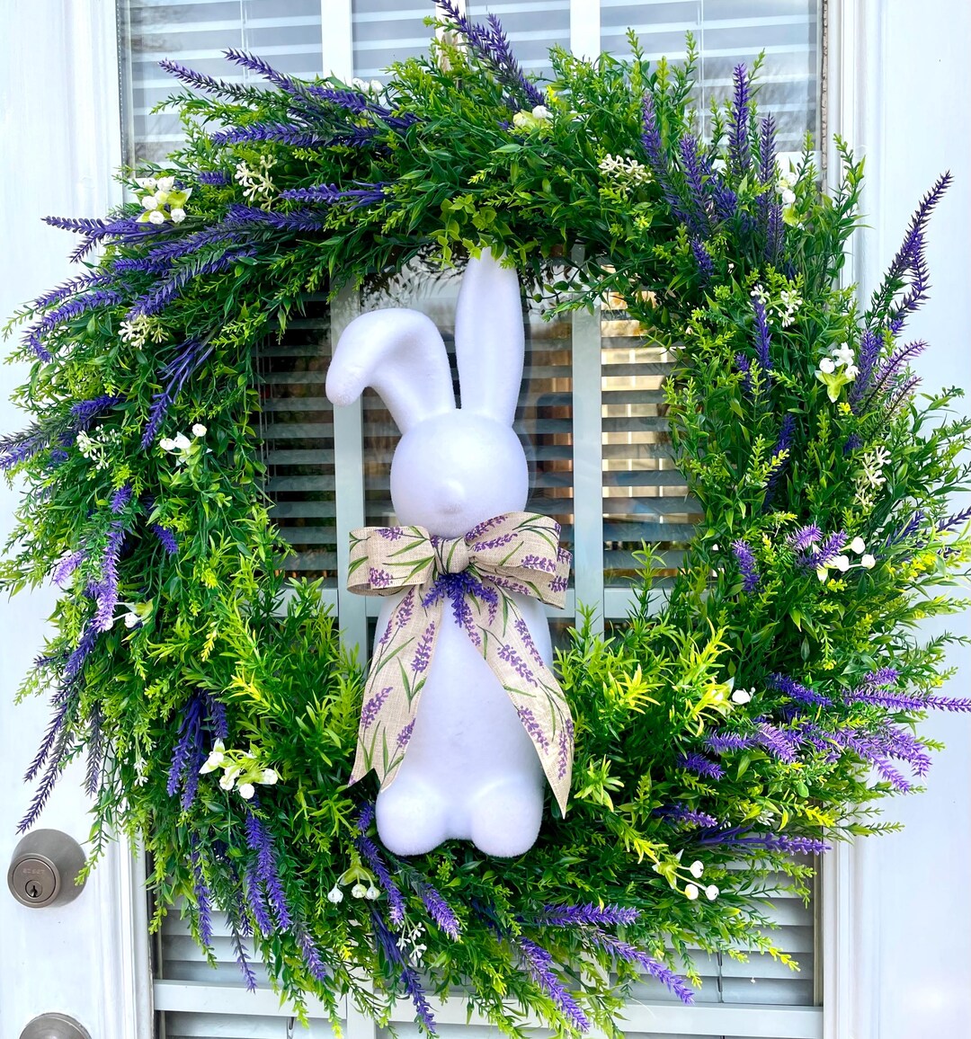 Large Spring Wildflower Bunny Door Wreath, Easter Spring Wreath ...
