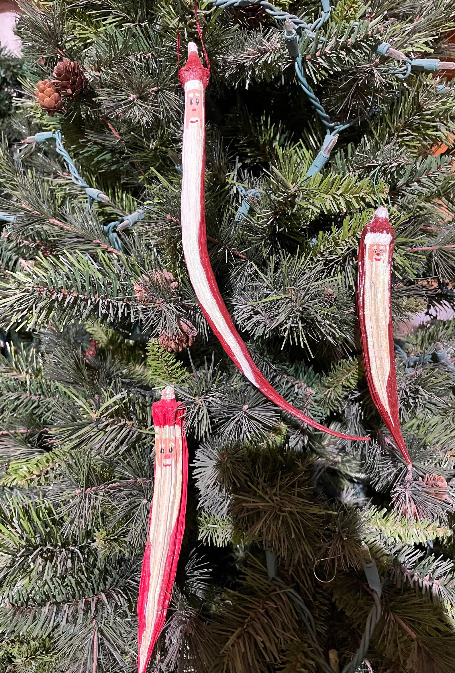 Dried Okra Santa Ornaments, Hand Painted. - Etsy