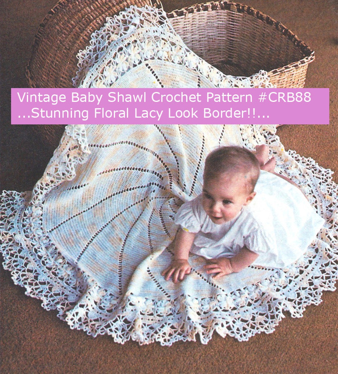 Vintage Baby Shawl Vintage Baby Flower Openwork Shawl: CROCHET PATTERN ...