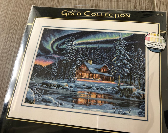 Dimensions Gold Collection-cross Stitch Kit, 'aurora Cabin'--beautiful ...