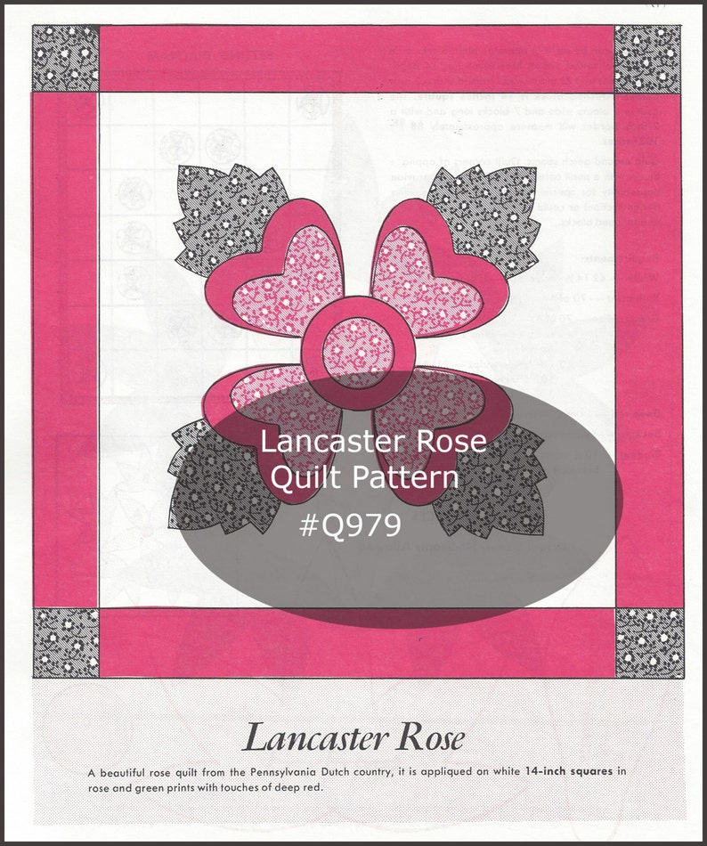 Flower Quilt 'LANCASTER ROSE' Quilt Block/appliqué | Etsy