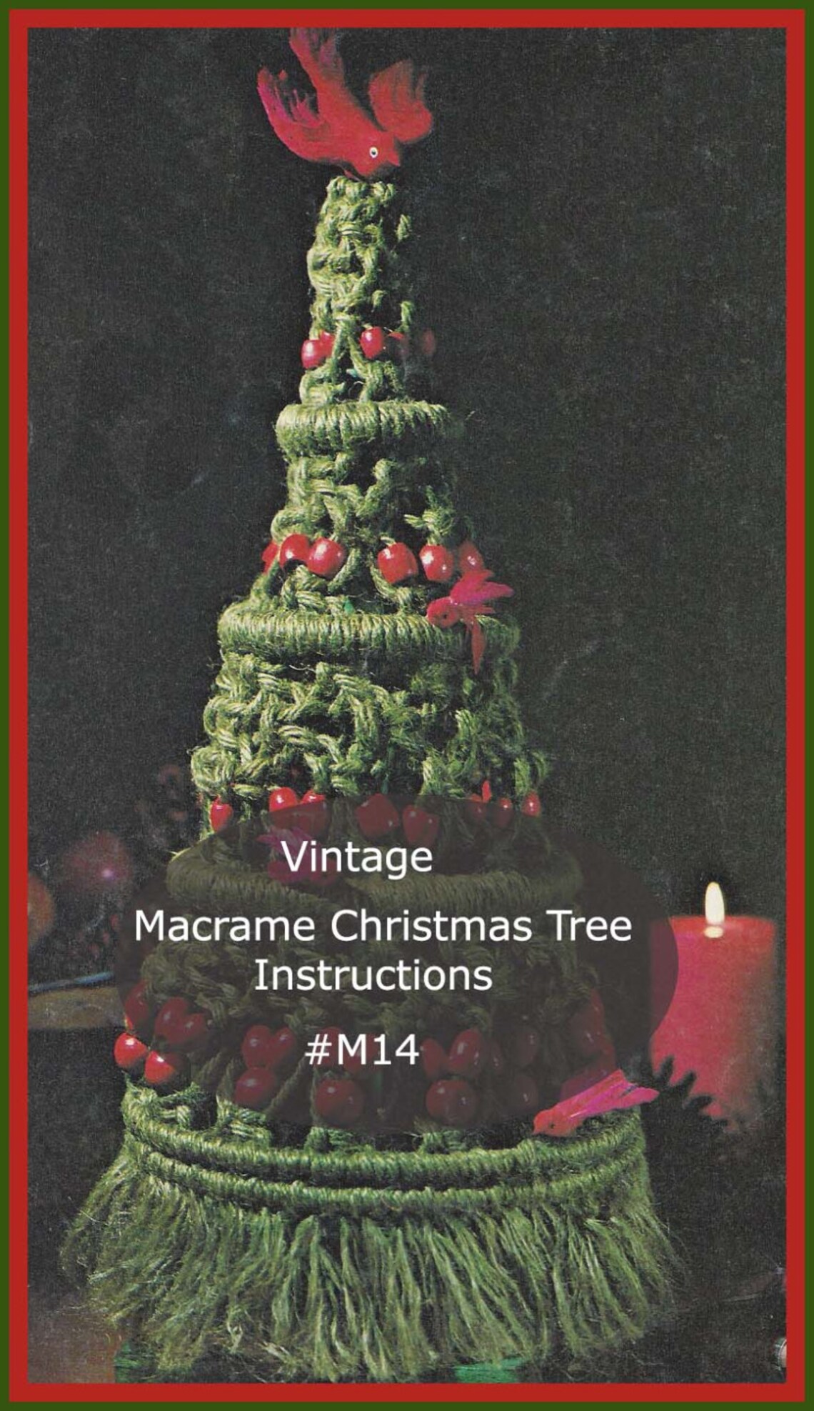 Christmas Tree Craft Instructions Macrame Knotting Pattern Holiday Tree ...